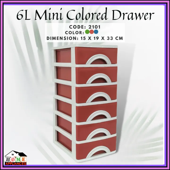 6L MINI DRAWER/ MEDICINE DRAWER/ TRINKET DRAWER/ 6 LAYER COLORED SMALL ...