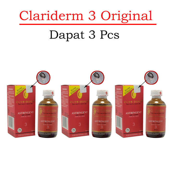 RROMO 3 PCS Toner Clariderm Astringent Alkohol No 3 Toner Pembersih ...