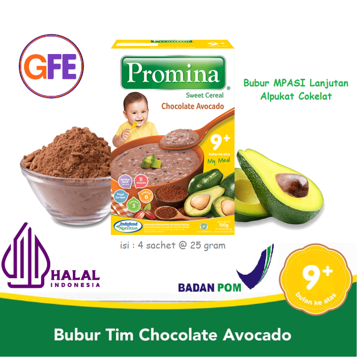 Promina Bubur Tim Alpukat Coklat MPASI Bayi 9 Bulan Chocolate Avocado ...