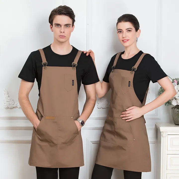 ☀Canvas Kitchen Aprons For Woman Men Chef Work Apron For Grill ...