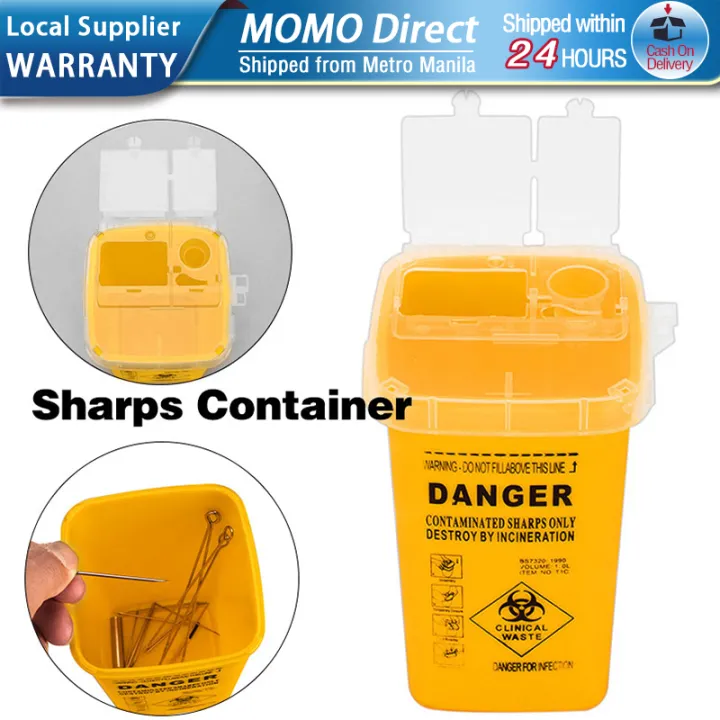 1L Sharps Container Tattoo Needle Waste Bin Medical Waste Disposable ...