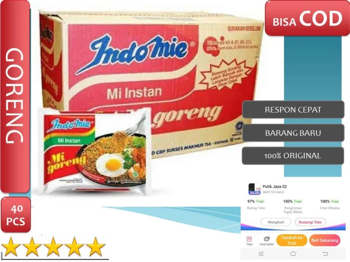 1 DUS (40 Bungkus) - mie instan 1 dus murah promo / Indomie Goreng ...