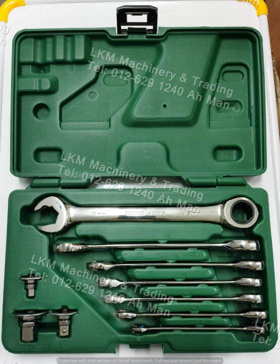 SATA 09081 10PCS Combination Ratchet Wrench Spanar Tool Box