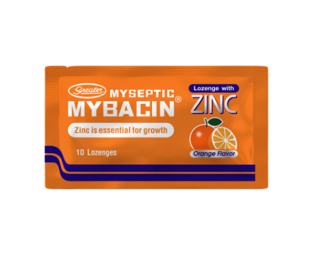 MYBACIN Myseptic with Zinc Orange Flavor 10 Lozenges | Lazada PH