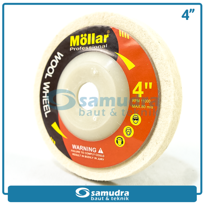 Wool Wheel 4" MOLLAR Mata Gerinda Poles Besi Stainless Grinder Polish ...