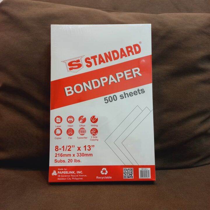 Standard Bond Paper Long 500s S-20 lbs long bond paper per ream | Lazada PH