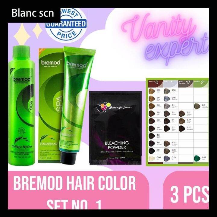 Blanc scn Bremod Hair Color Set No.1 with Oxidizer and Bleaching Powder ...