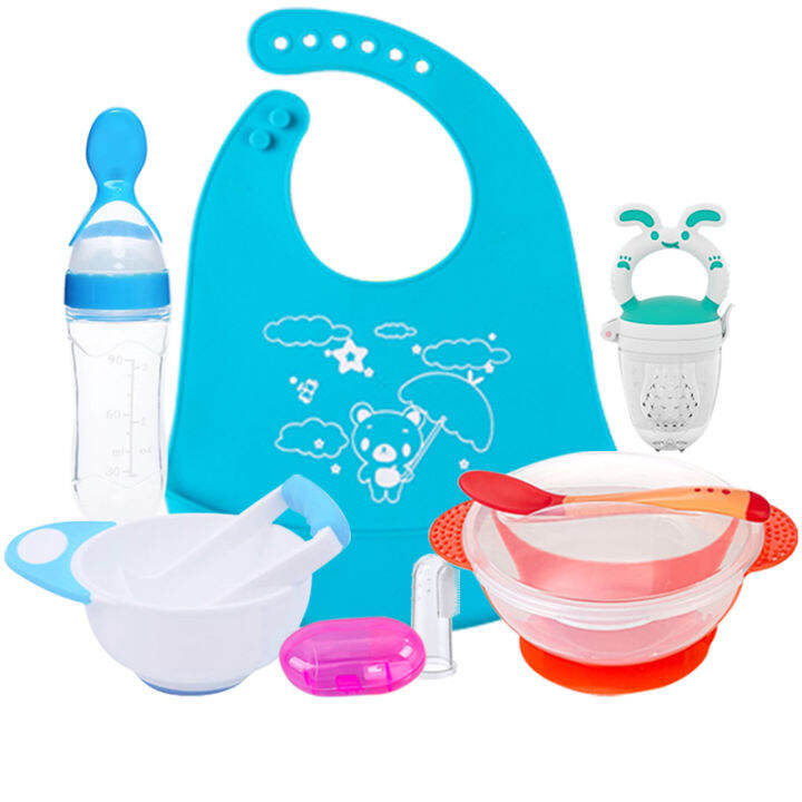 Baby Feeding Essential Set Combo Bowl Spoon Feeder pacifier Silicone ...