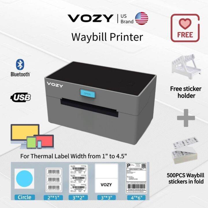 Waybill Printer VOZY T7 Cellphone Bluetooth USB Thermal Printer A6 4x6 ...