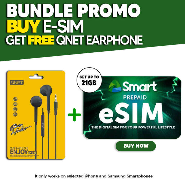Smart Prepaid E-Sim and Qnet Earphone (Smart ESim Card + Earphone ...