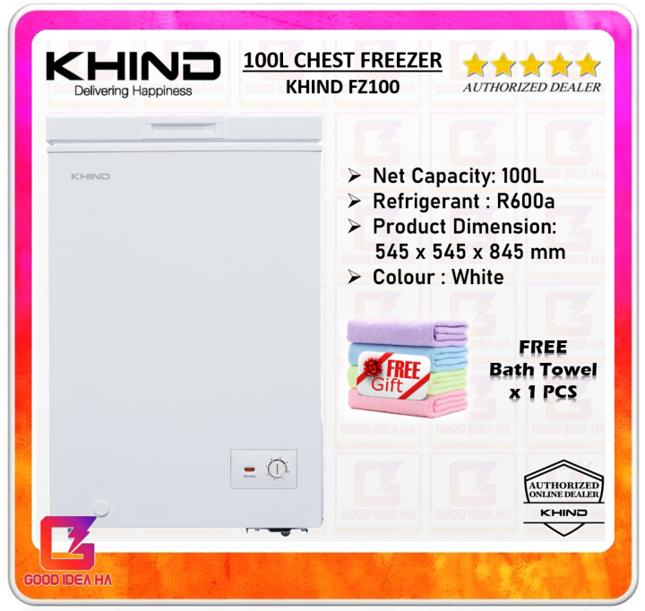 *FREE BATH TOWEL* KHIND FZ100 Chest Freezer 100L | Lazada