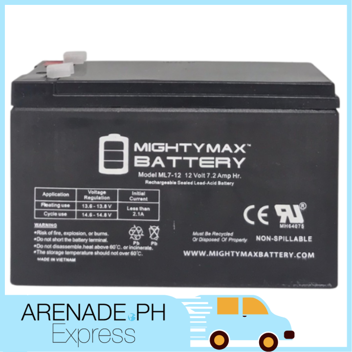 MightyMax | Rechargeable Sealed Lead - Acid |Battery 12 Volt 7.2 Amp Hr. *ML7-12* (1 Count ...