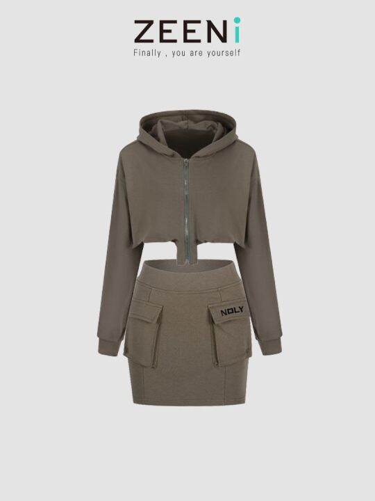 ZEENI ชุดสูทแฟชั่นของผู้หญิงเกาหลี + เสื้อชั้นในแบบบาง + กระโปรงทรงเอ ...