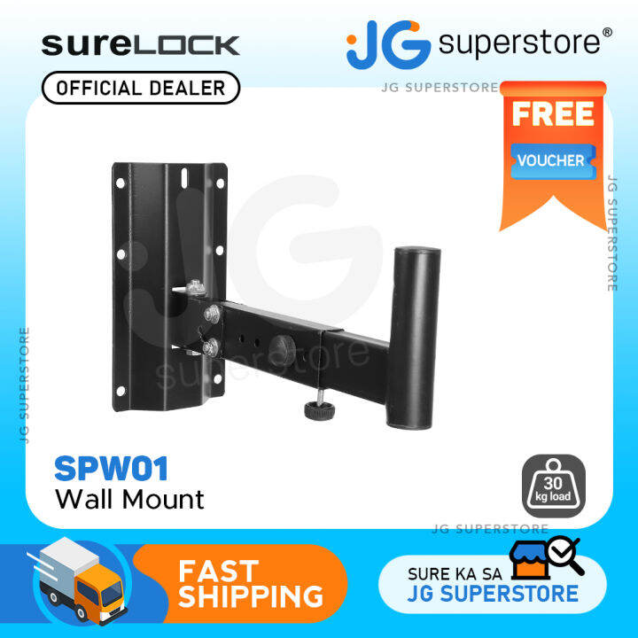 Surelock SPW01 Wall Mount Speaker Retractable Bracket Stand with 90 Degree Adjustable Tilt Angle ...