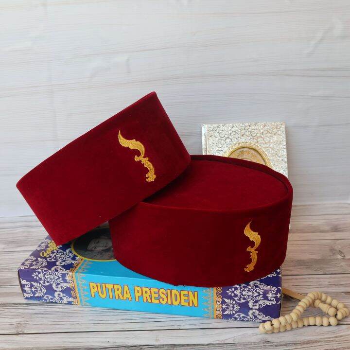 Peci Kopiah Bordir Kujang Merah Maroon Songkok Merah logo Kujang Super ...