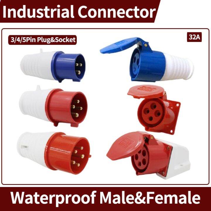 Industrial Plug 3P/4P/5Pin Electrical Connector 32A IP44 Waterproof ...