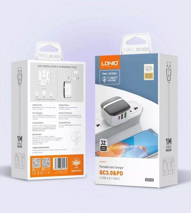 [รับประกัน3เดือน] LDNIO หัวชาร์จ อะแดปเตอร์ ADAPTER LDNIO A3513Q Fast ...
