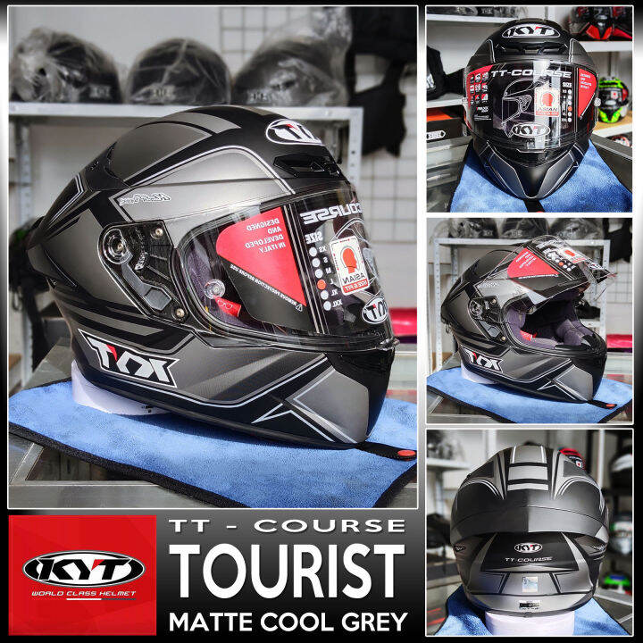KYT TT Course Tourist Matte Cool Grey Full-face Helmet | Lazada PH