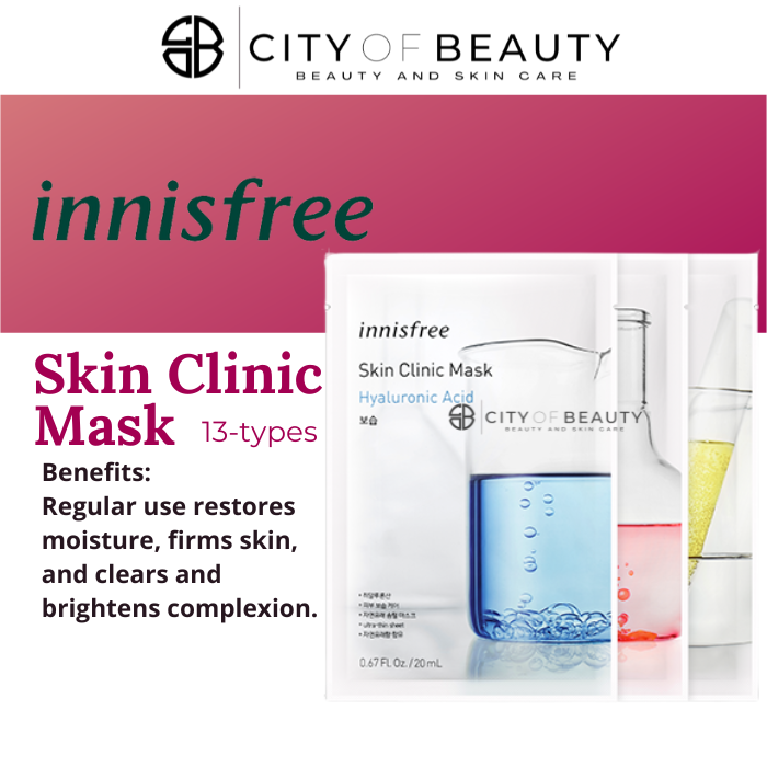 Innisfree Skin Clinic Mask Sheet, Hydrating, Soothing, Moisturizing, Elasticity, Hydrating ...