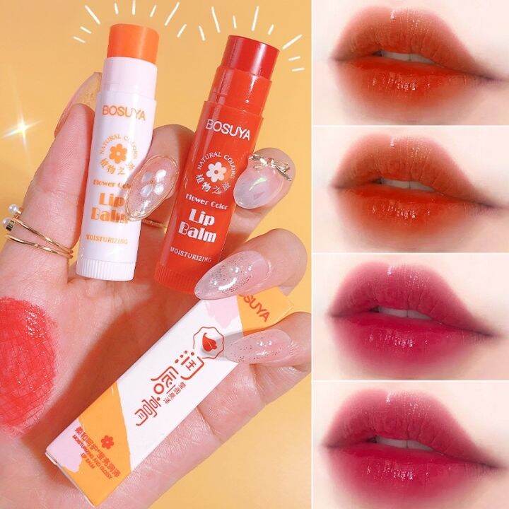 BOSUYA Natural Plant Colored Lip Balm Long-lasting Moisturizing Lip ...