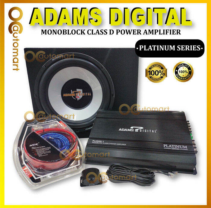 Adams Digital Mono Block Amplifier Package Set With 12 Inch Woofer With ...