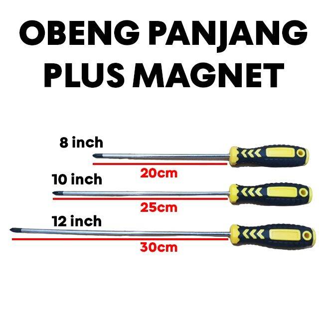 Obeng Panjang Magnet Plus + Gagang Karet 8 10 12 inch bs | Lazada Indonesia