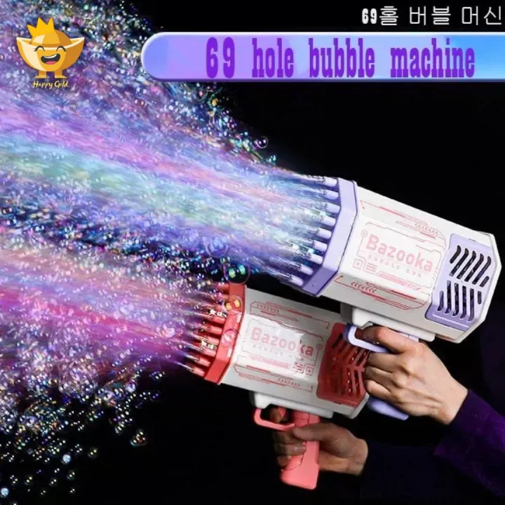 𝓗𝓖 64/69 Holes Rechargeable Bubble Gun 64/69 Holes Bubble Maker Gatling ...