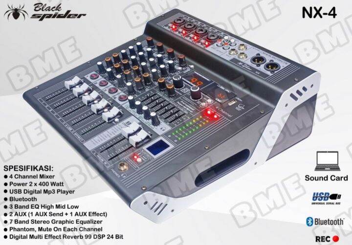 MIXER BLACK SPIDER NX4 MIXER 4 CHANNEL NX 4 | Lazada Indonesia