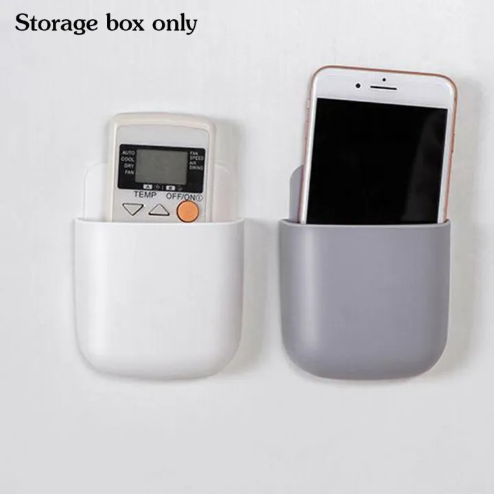 Punch-free Wall-mounted Organizer Storage Box Remote Mounted Phone Plug ...