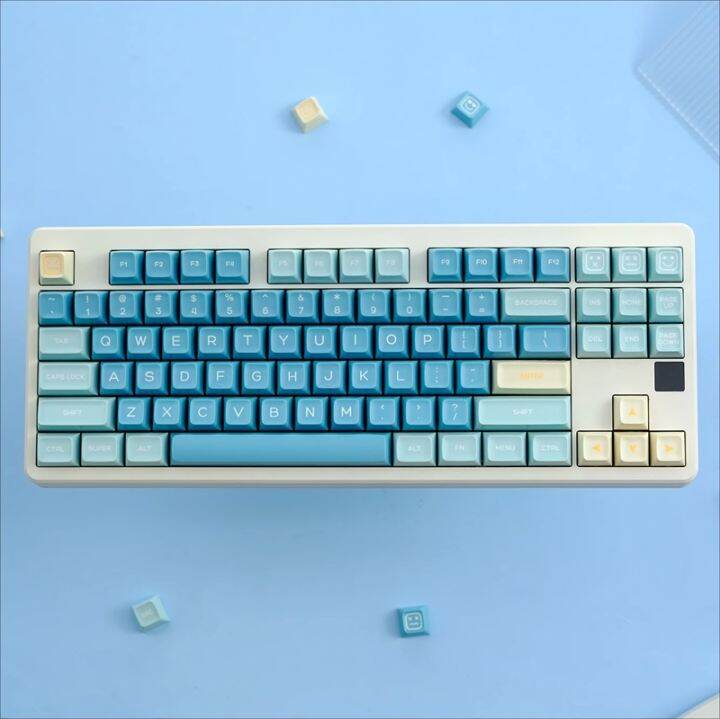 【Keycap Only】Sea salt lemon Keycap Blue keycap 160 keys QXA Profile PBT ...