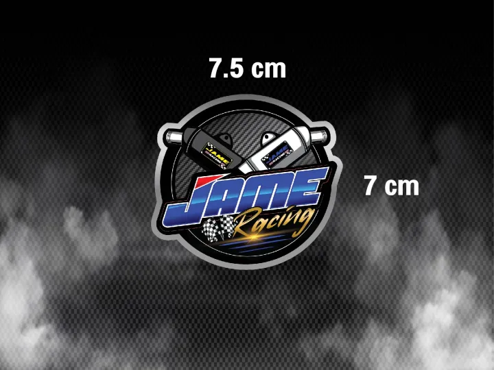 สติ๊กเกอร์ ท่อสูตร JAME Racing แบบกลม สีน้ำเงิน สะท้อนแสง3M สติกเกอร ...