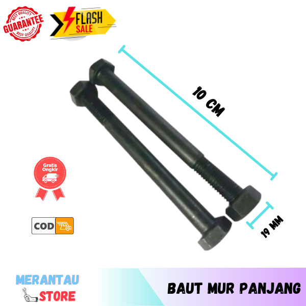 Baut Mur Panjang 10 cm Baut Balok Baja kunci 19mm Baut Blandar Mur Baut Hitam Baja Bodi 12 mm ...