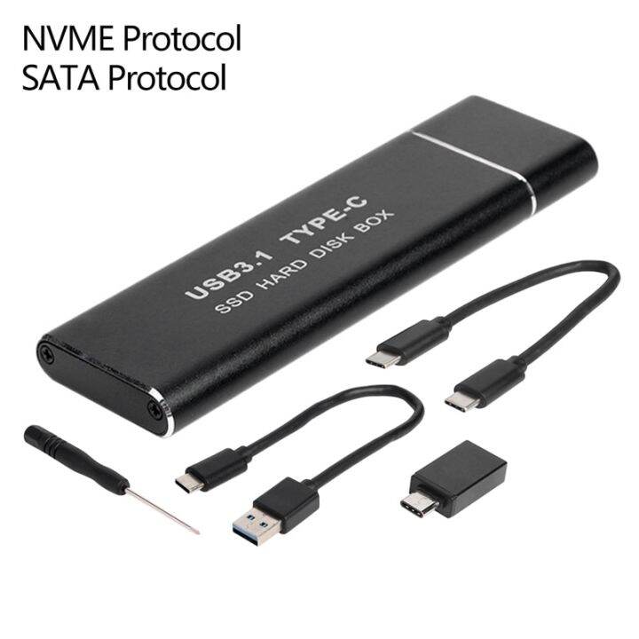 M2 SSD Case M.2 to USB Type C 10Gbps External Hard Drive Enclosure For NVME PCIE NGFF SATA M/B ...