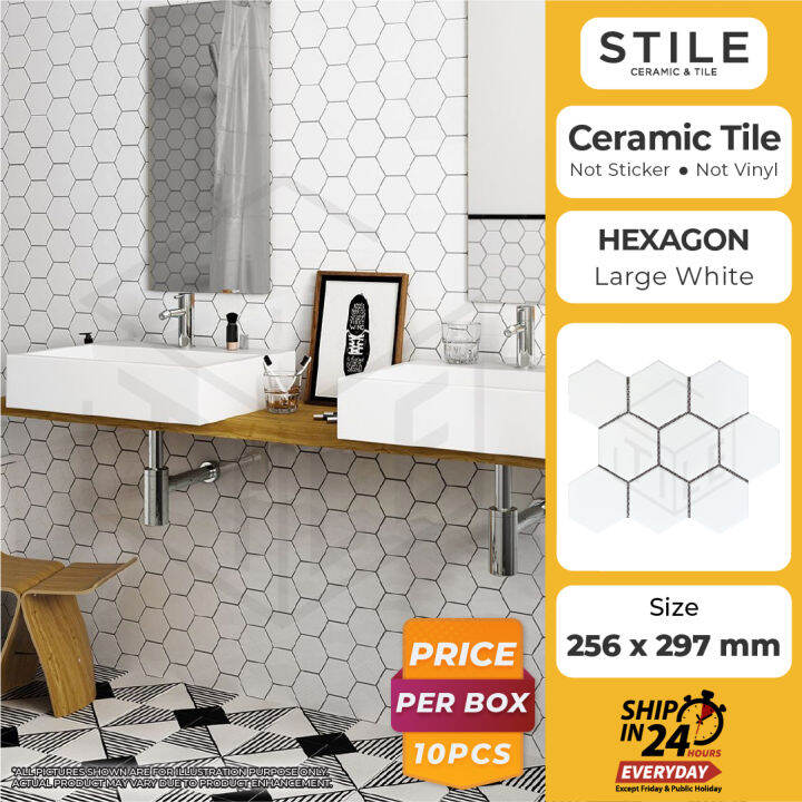 [REAL TILE] Hexagon Large White Mosaic Tiles /Mozek/Ceramic Tiles/Mozek ...