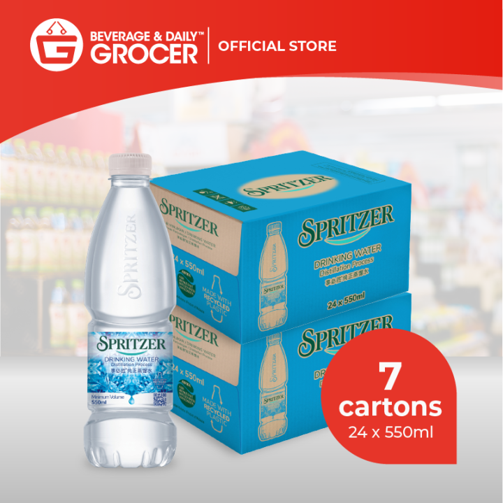Spritzer Distilled Drinking Water 24 x 550ml ( 168 Bottles ) 7 Cartons | Lazada
