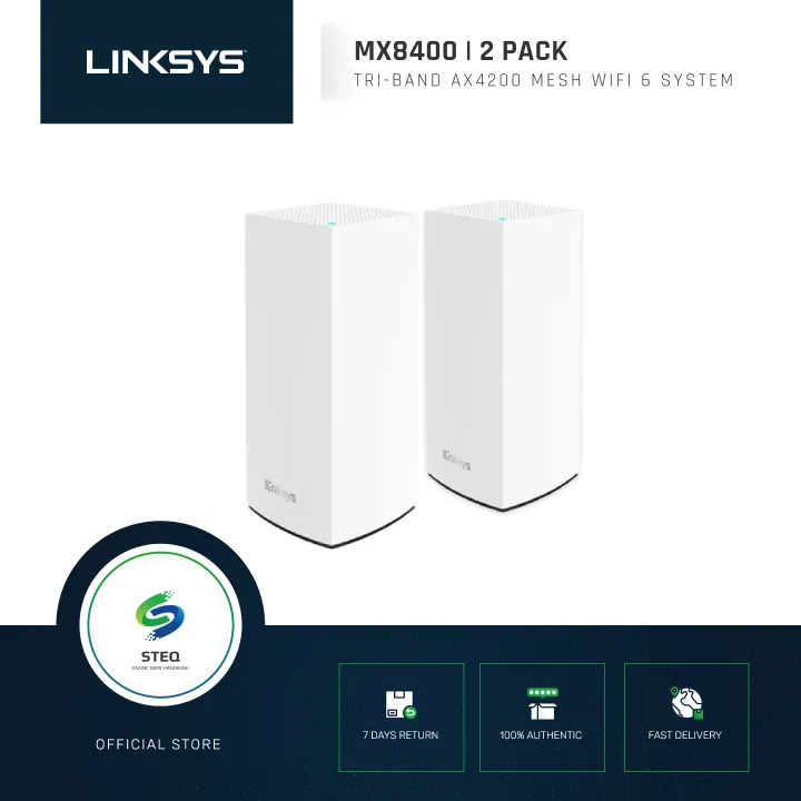 STEQ Linksys Velop MX8400 Tri-band Whole Home Mesh AX8400 WiFi 6 System (2-Pack) New | Lazada PH
