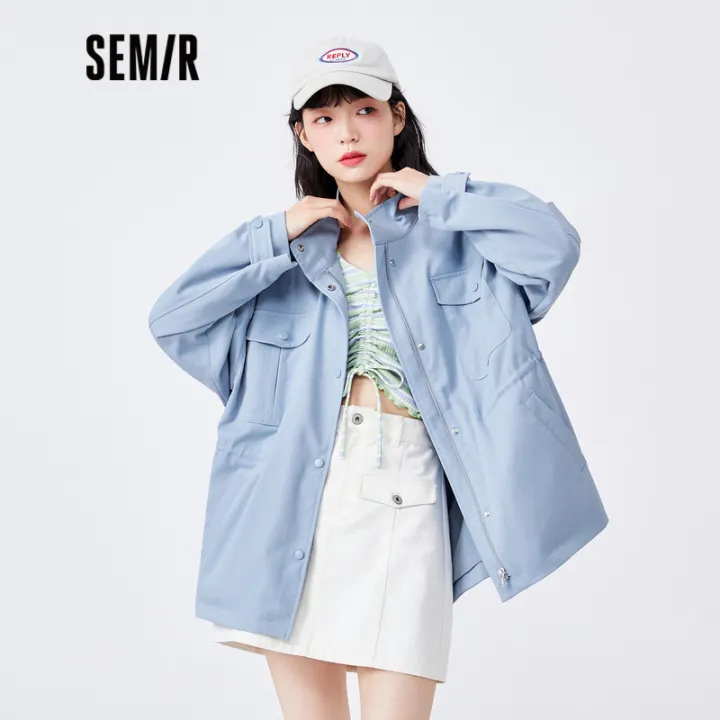 Semir เสื้อผู้หญิงกลางความยาวสีทึบเครื่องมือสไตล์2022ฤดูใบไม้ผลิใหม่ O ...