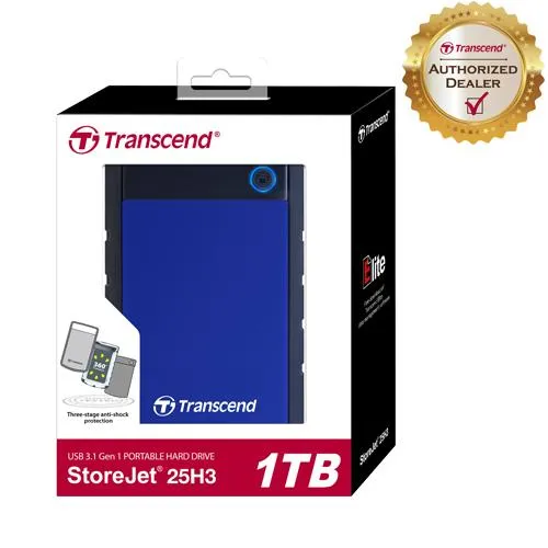 Transcend StoreJet 25H3B 1TB Portable External Hard Drive (Navy Blue ...