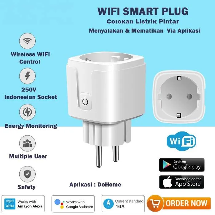 Smart Plug Soket WiFi 16A - Colokan Listrik On Off Via Aplikasi | Lazada Indonesia