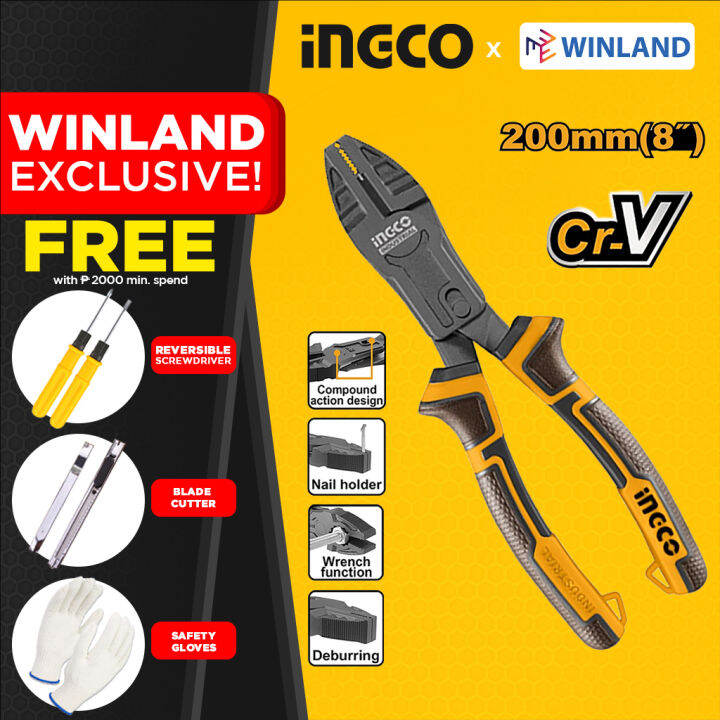 INGCO by Winland 8inch / 200mm Compound Action Combination Pliers ...