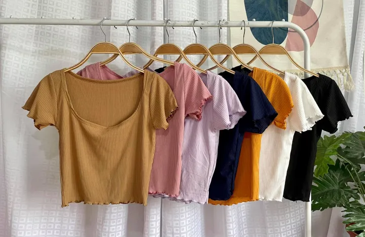 sofie squareneck rib blouse / 2x2 knit rib fabric / taytay direct ...