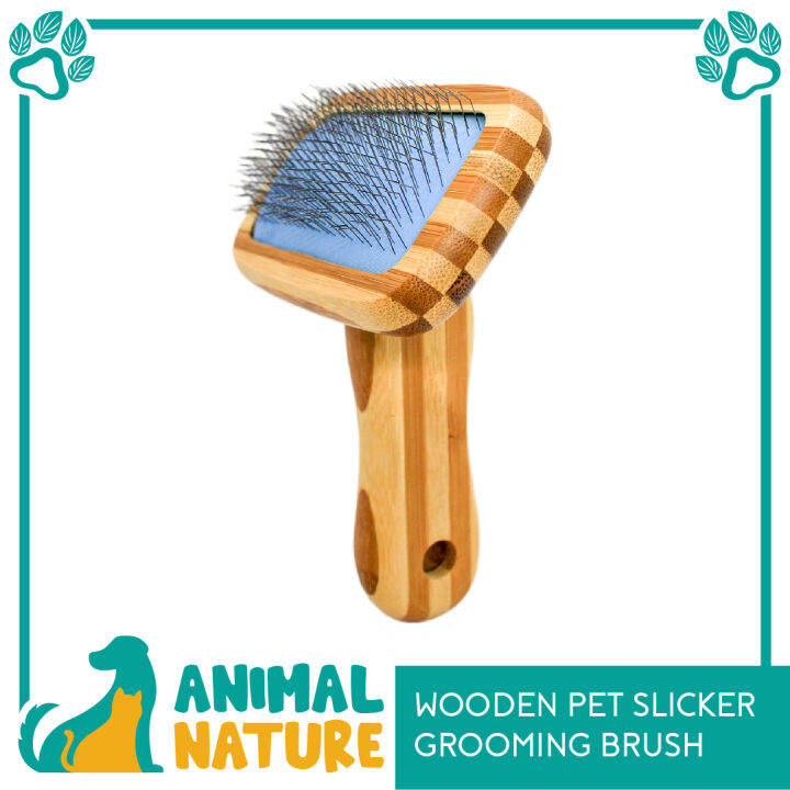Animal Nature Pet Slicker Brush Wooden Grooming Brush for Detangling ...