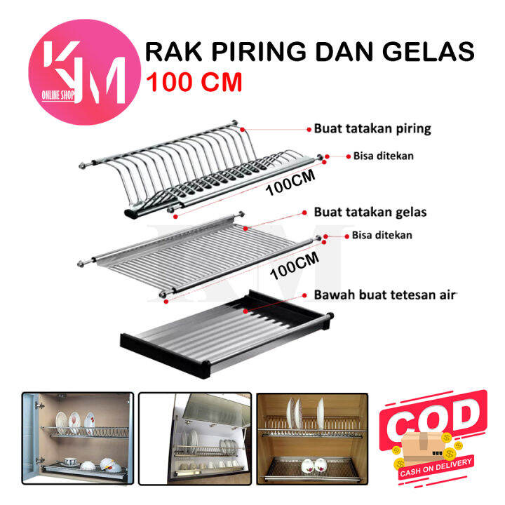 Rak Piring & Sendok 1M ..SUS 304..Unit Atas Dapur.. Merk Vitco | Lazada ...