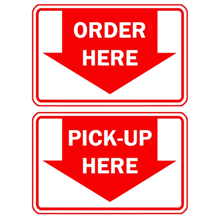 Order Here Pick-Up Here - Red - Laminated Signage Waterproof - A4 Size ...