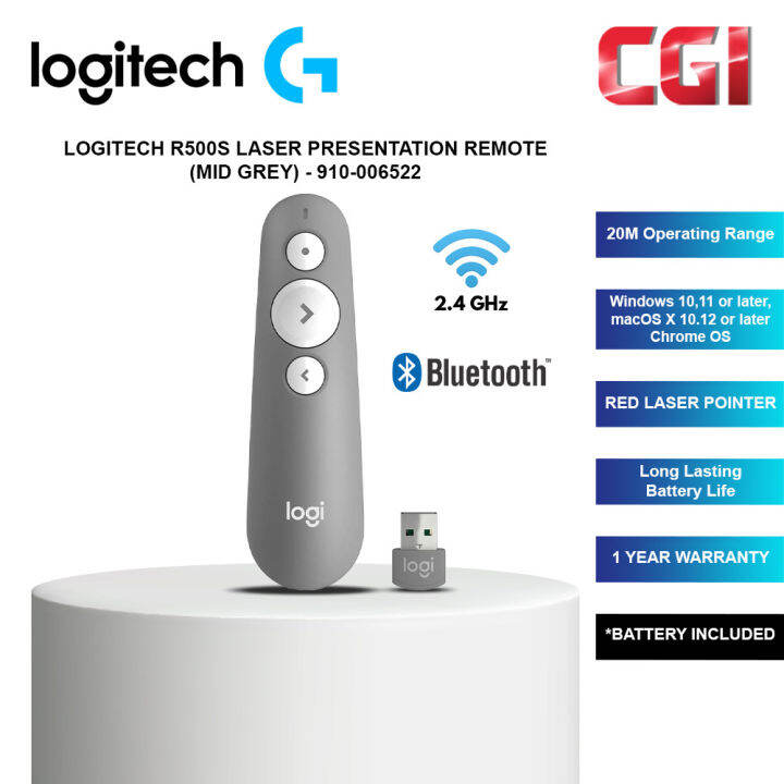 Logitech R500s Laser Presentation Remote with Red Laser Pointer - 910 ...