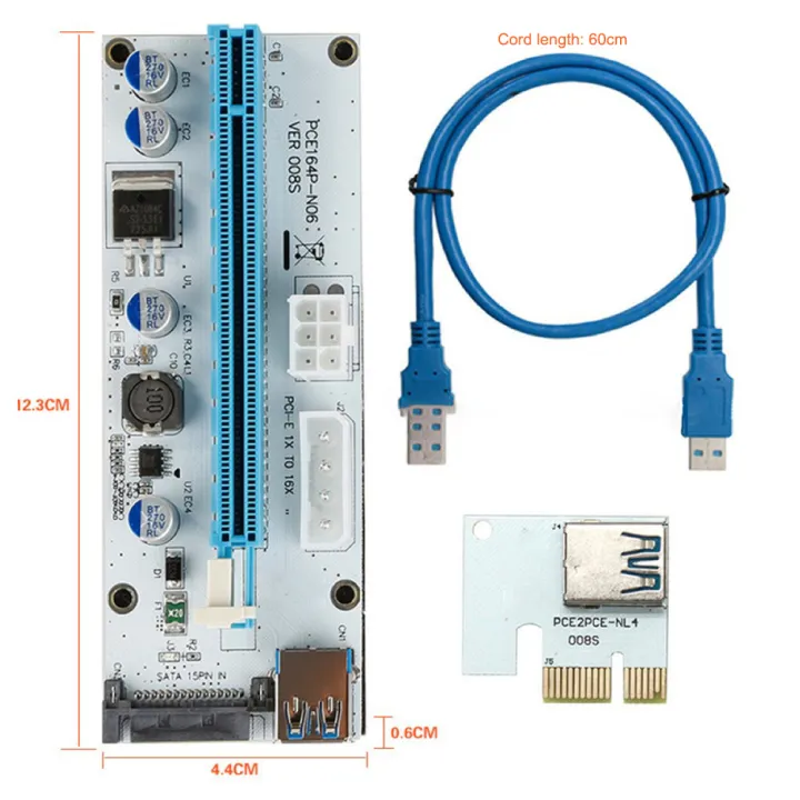 PCI-E 1X to 16X Extender Card Cable USB3.0 PCI-E Riser Adapter Card ...