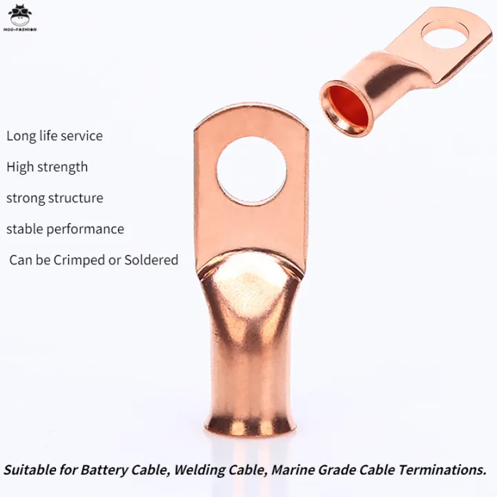 Mo【Ready Stock】 1Pc Bare Copper Lugs Ring Terminals Heavy Duty Battery ...