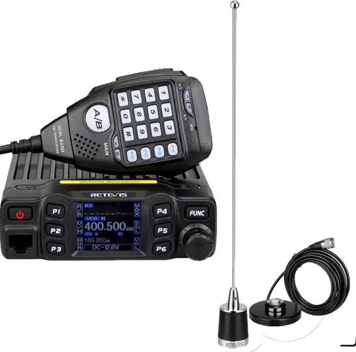 Retevis RT95 Mobile Radio with NMO Antenna and Magnet Mount Base, Dual ...