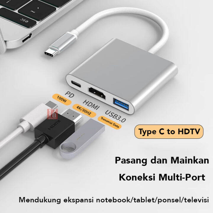 4K Ultra HD Converter Adapter Plug and Play Type to HDMI USB 3.0 Type C ...