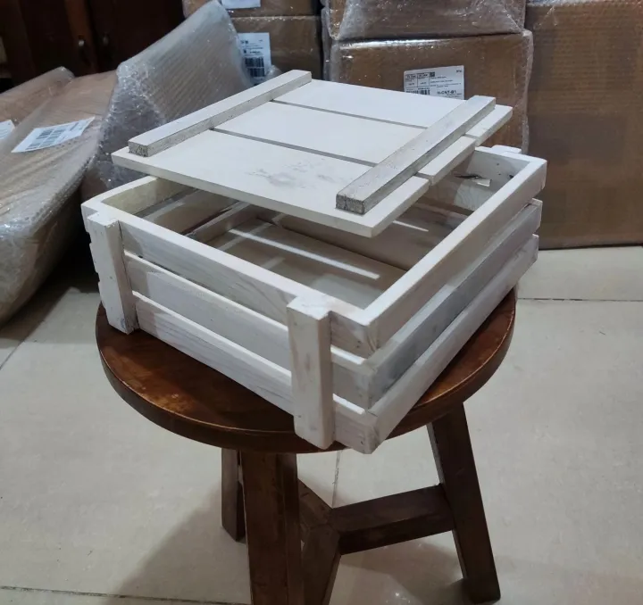 Crate Box SQUARE /cover Multipurpose Storage Solid Wooden Crate Box ...